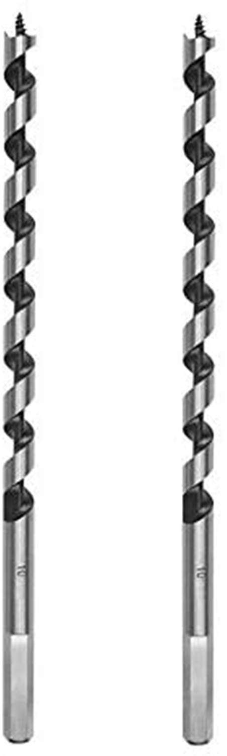 XMHF 2pcs Wood Carpenter Hex Shank Brad Point Augers Drill Bits Long Combination Wood Carpenter Bit,10mm/ 3/8" Twist Dia 9.05" Length