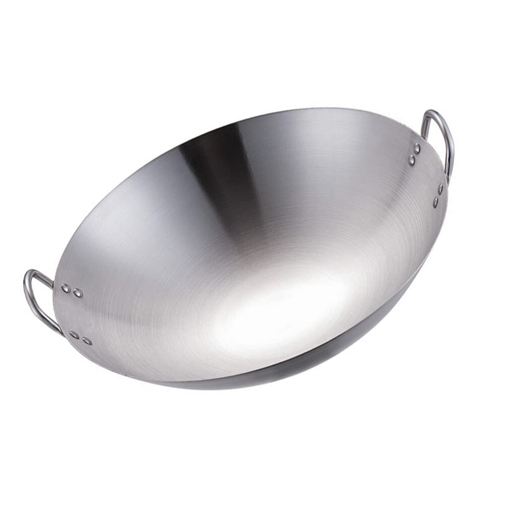1pc Stainless Steel Wok Kitchen Gadget Household Wok Kitchen Supply Cooking Wok Home Cooking Pot Wok for Home Premium Pot Frying Pot Stainless Steel Frying Pan Cooking Pan