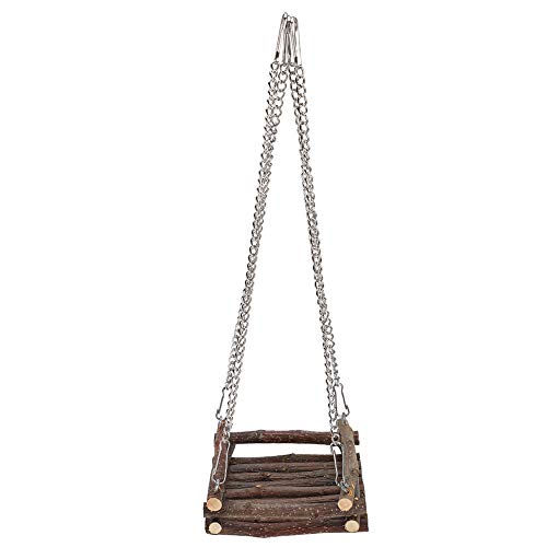 Goick Hamster Hammock-Wooden Hamster Swing Hammock Small Pet Toy Molar Supplies Pet Cage Accessories
