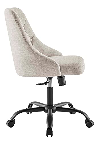 Modway Distinct Tufted Swivel Upholstered Office Chair, Black Beige 23 x 20.5 x 32