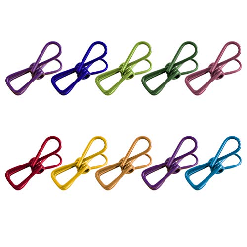 Cabilock Plastic Clothespins 50pcs in 1 Set Stainless Steel Clothes Pegs Multi- Clothespins Utility Clips Clamp for Clothesline Food Bag Home Kitchen Travel (Assorted Color) Drying Rack Clothes