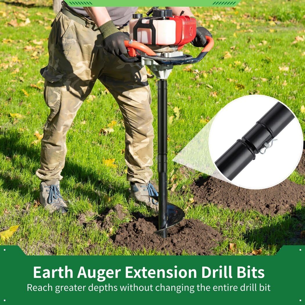 3 PCS Auger Extension Drill Bits, 3/4β Shaft Earth Auger Drill Bit Extension, Auger Drill Bit Extension Bar, Garden Spiral Hole Drill Bit Extension Rod, Post Hole Digger Replacement, Thickened Design