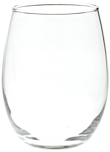 Amazon Basics Stemless Wine Glasses, 15 oz, Set of 4, Clear