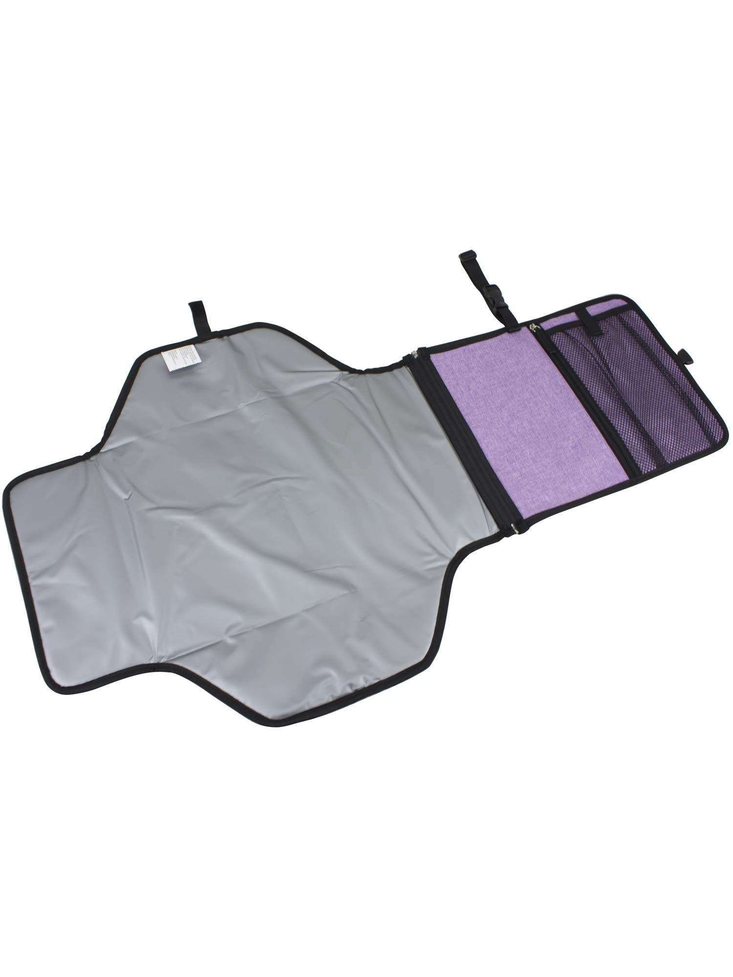 BODHI Baby Portable Water Resistant Diaper Changing Pad & Diaper Changing Kit Travel Bag Baby Station On The Go, Purple Chambray