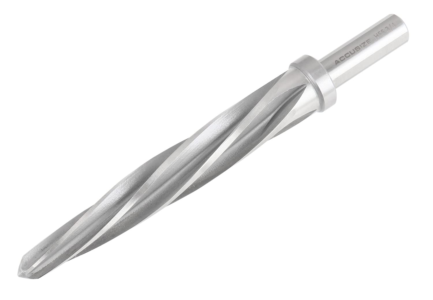 Accusize Industrial Tools Hss Spiral Flute Aligning Reamer, 3/4'' Cutting Diameter, 1/2'' Shank Diameter, 0522-0034