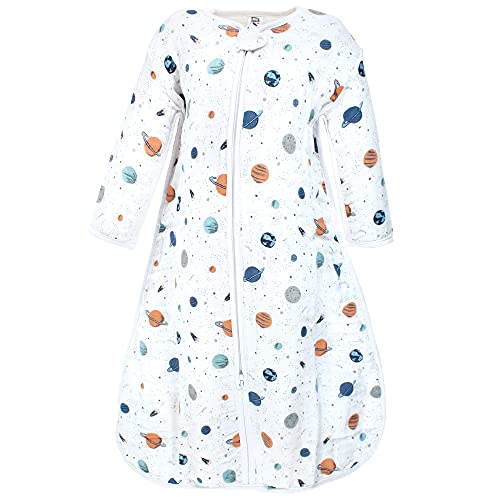 Hudson Baby Unisex Baby Long Sleeve Muslin Sleeping Bag, Wearable Blanket, Sleep Sack, Space, 6-12 Months