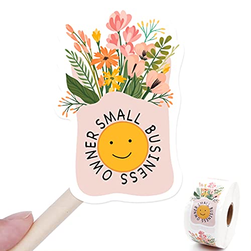 Wailozco Small Business Owner Flower Bag Stickers,Thank You Stickers,Handmade Stickers,Small Shop Stickers,Envelopes Stickers for Small Business, Online Retailers,Handmade Goods,500 Labels Per Roll