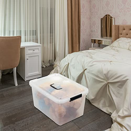 CadineUS 17.5 Liter Clear Boxes, Plastic Storage Bin with Lid Set of 4
