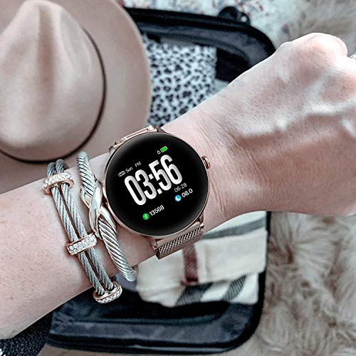 BEBINCA Smart Watch for Women Fitness Tracker Heart Rate,Sleep Monitor,IP68 Waterproof Smartwatch Activity Tracker Step Counter Compatible with iPhone Android Phones (Pink)