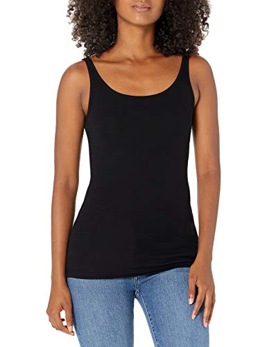 Amazon Essentials Women's Slim-Fit Thin Strap Tank, Pack of 2, Black, Small
