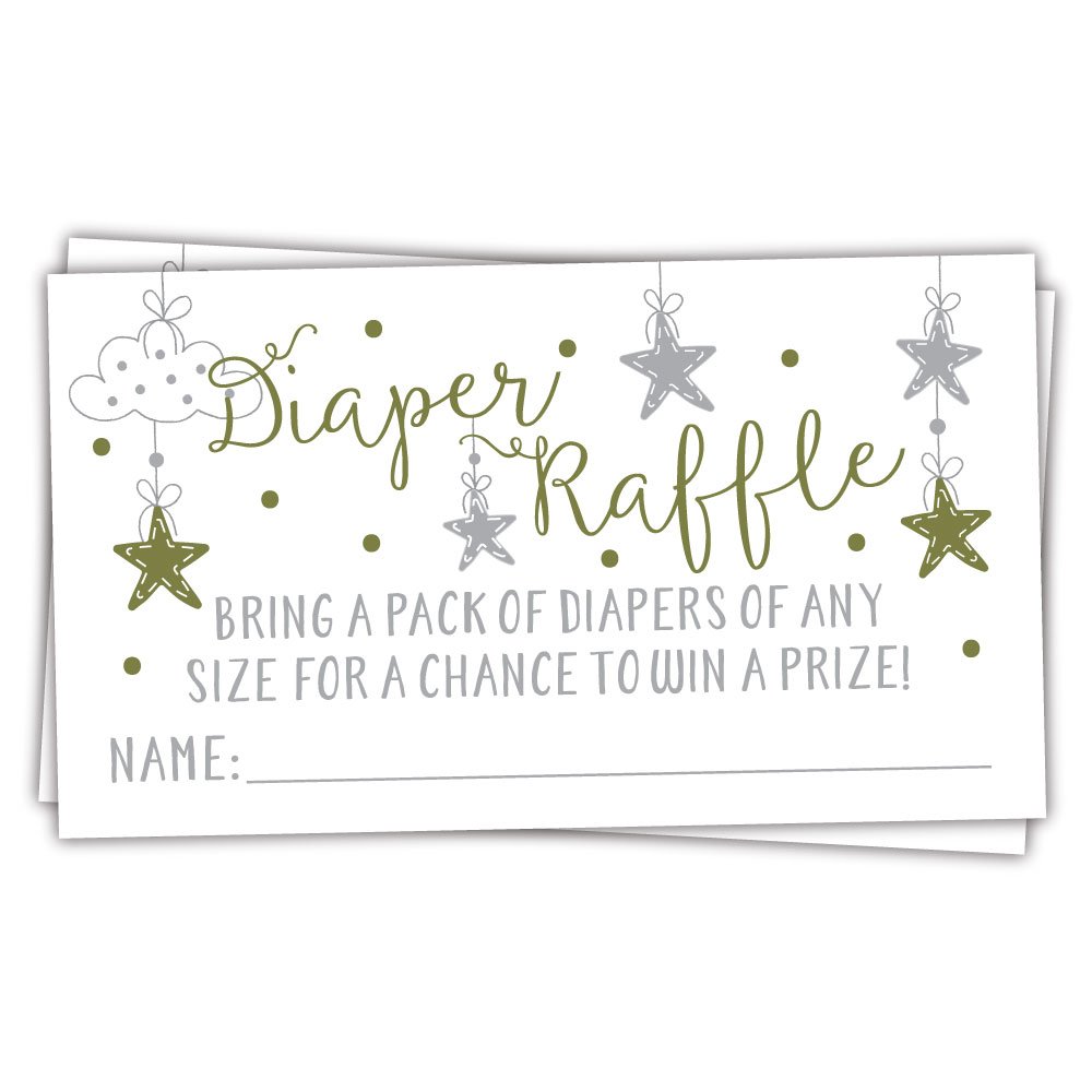 50 Twinkle Twinkle Little Star Diaper Raffle Tickets | Gender Neutral Baby Shower Game