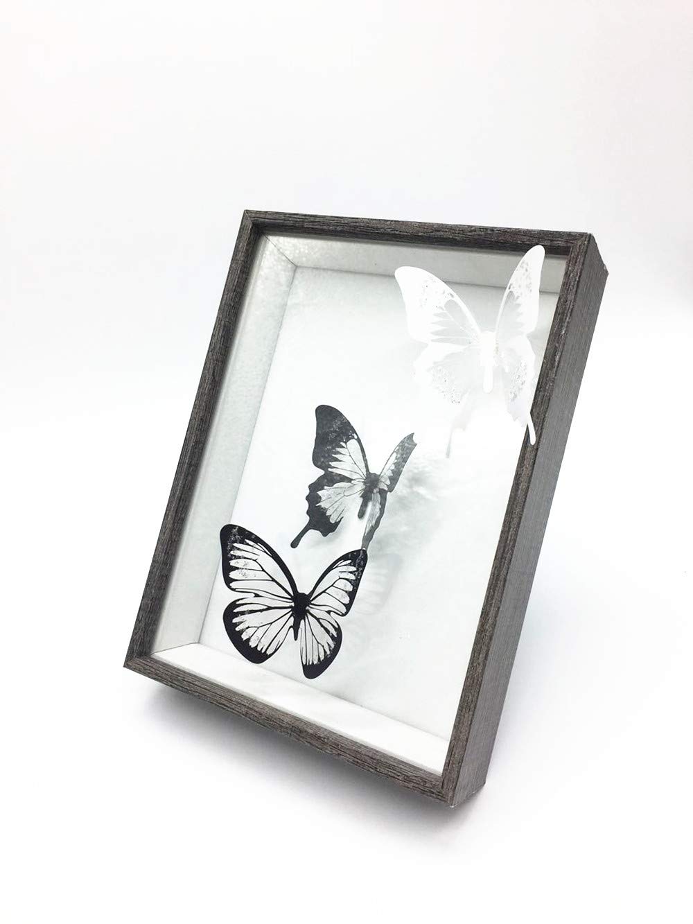 90 PCS 3D Butterfly Wall Stickers,Butterfly Decor PVC Crystal Butterfly,Art Decal Satin Paper Butterflies Home DIY Decor Removable Sticker,Bedroom Showcase Nursery Butterfly Wall Decor(Black-White)