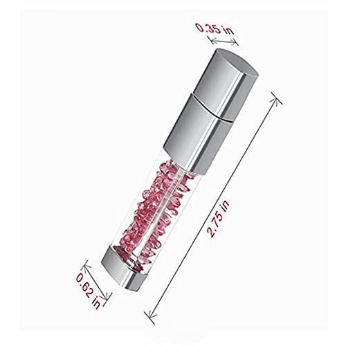 64GB USB 2.0 Flash Drive Rhinestone Diamond Crystal Flash Drive Glitter Lipstick Case Shape USB Drive Shining Necklace Jump Drive Pen Drive Funny Memory Stick for Gift (64GB, Sakura Pink)