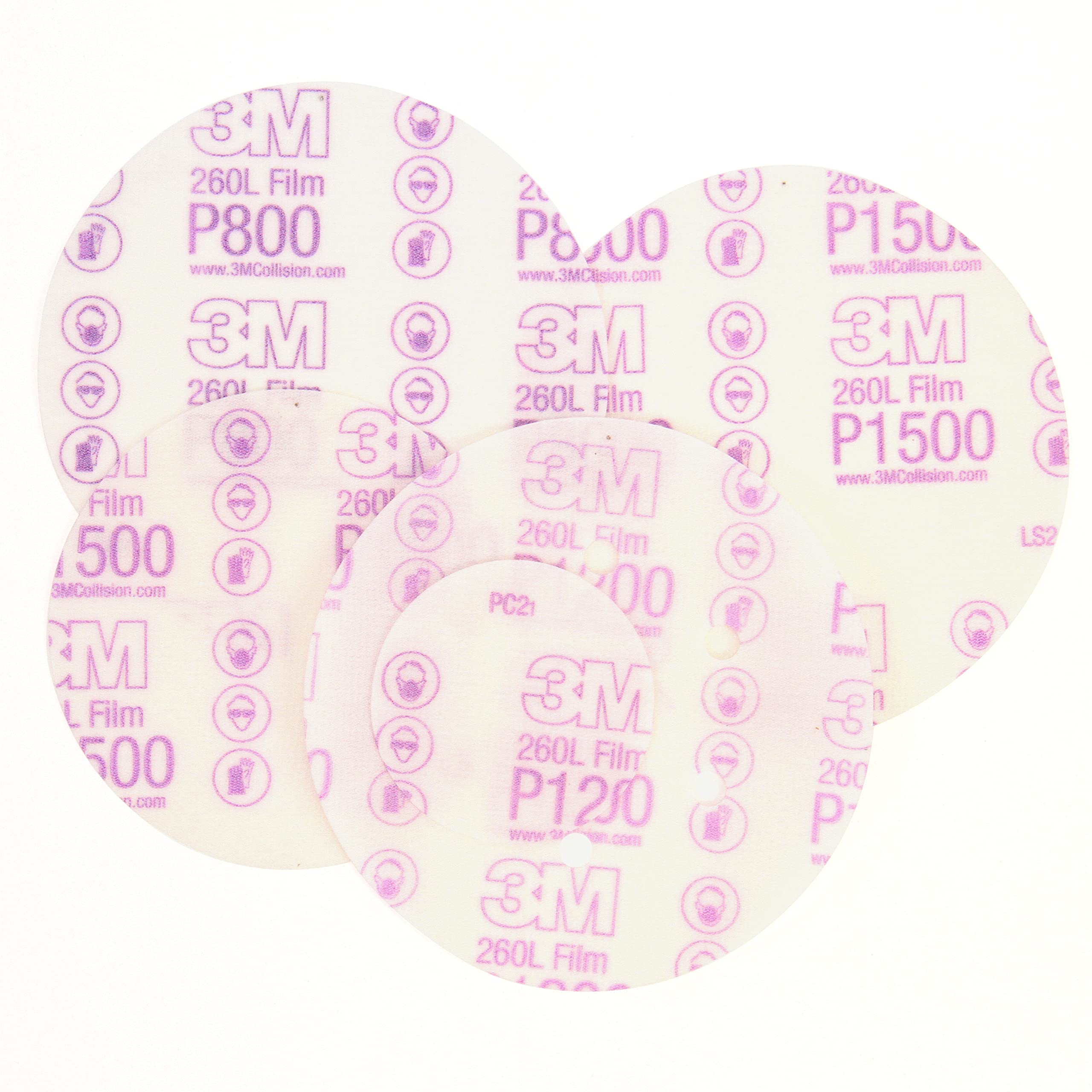 3M Hookit Finishing Film Abrasive Disc 260L, 00910, 3 in, P800, 50 discs per carton