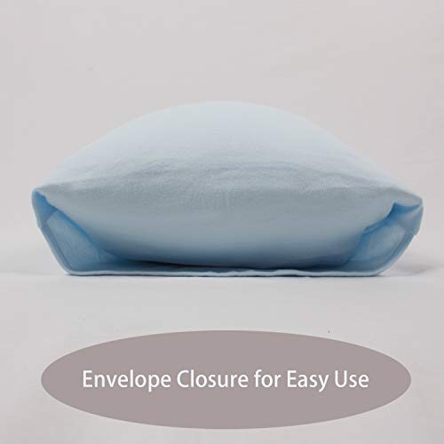Belsden Jersey Cotton Soft Toddler Pillowcase, 2 Pack Travel Pillow Case with Envelope Closure, 14.5x20in, Breathable Moisture Wicking Pillow Covers Fit Small Pillows up to 14x19in, Lt Blue