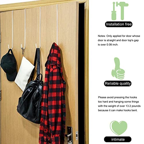 15 Inch Wreath Hanger Hooks Over Door Metal Hooks Practical Clothes Towel Hanger Hooks for Christmas Front Door Decorations (White,4 Pieces)