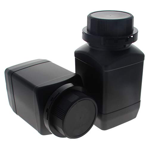 Bettomshin 1Pcs Wide Mouth Reagent Bottle, 75x145x50mm/2.95x5.71x1.97"(WxHxID)500ml PE Plastic Solid Sealing Bottle, Square Light Container Lab Solid Sample Storage Black with Anti-theft Cap