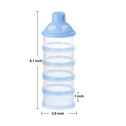 Accmor Baby Formula Dispenser, 5 Layers Stackable Formula Container, Milk Powder Formula Dispenser On The Go, Baby Feeding Travel Storage Container, BPA Free, Blue, 2 Pack