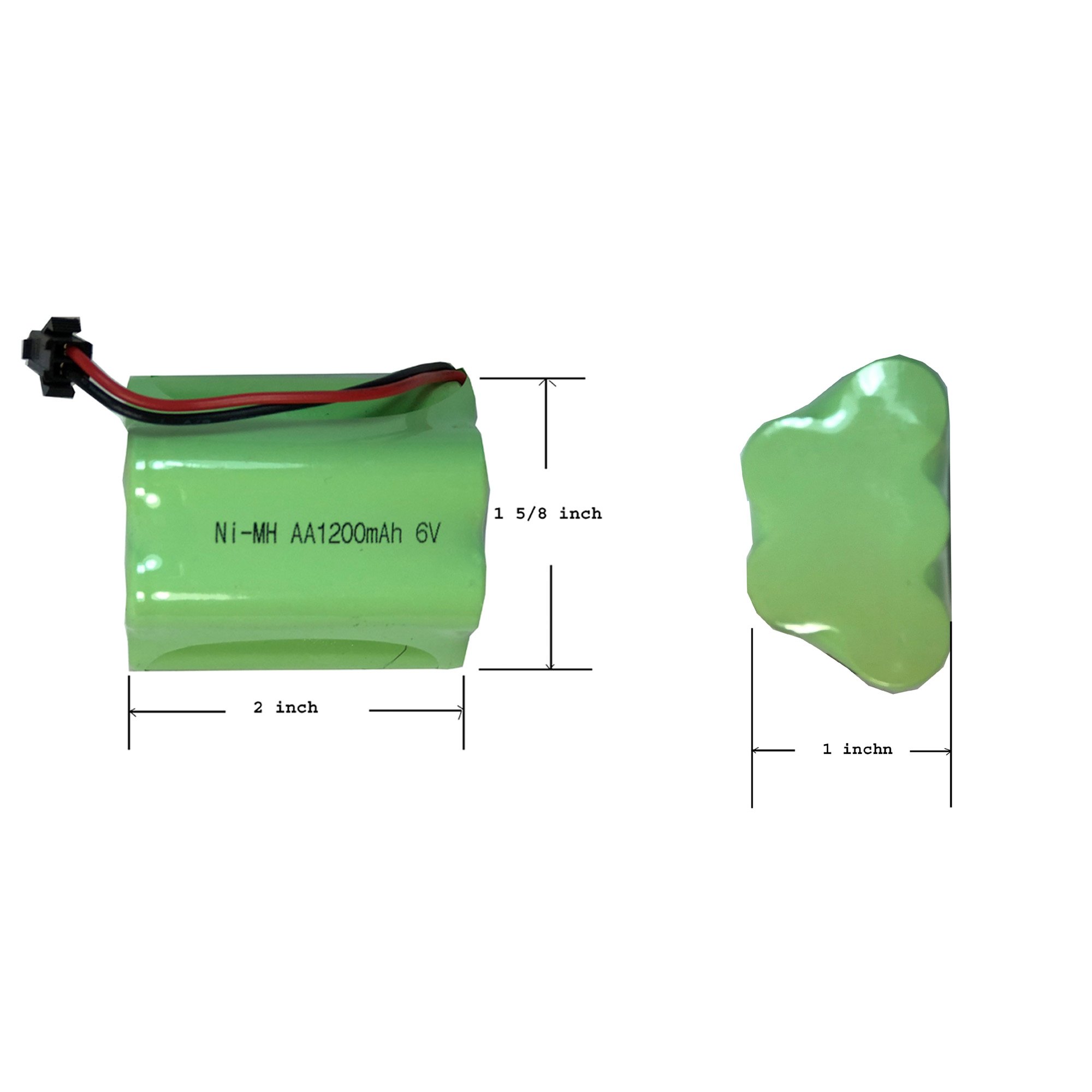 6V 1200mAh Ni-Mh AA Rechargeable Battery Pack with SM 2P Plug