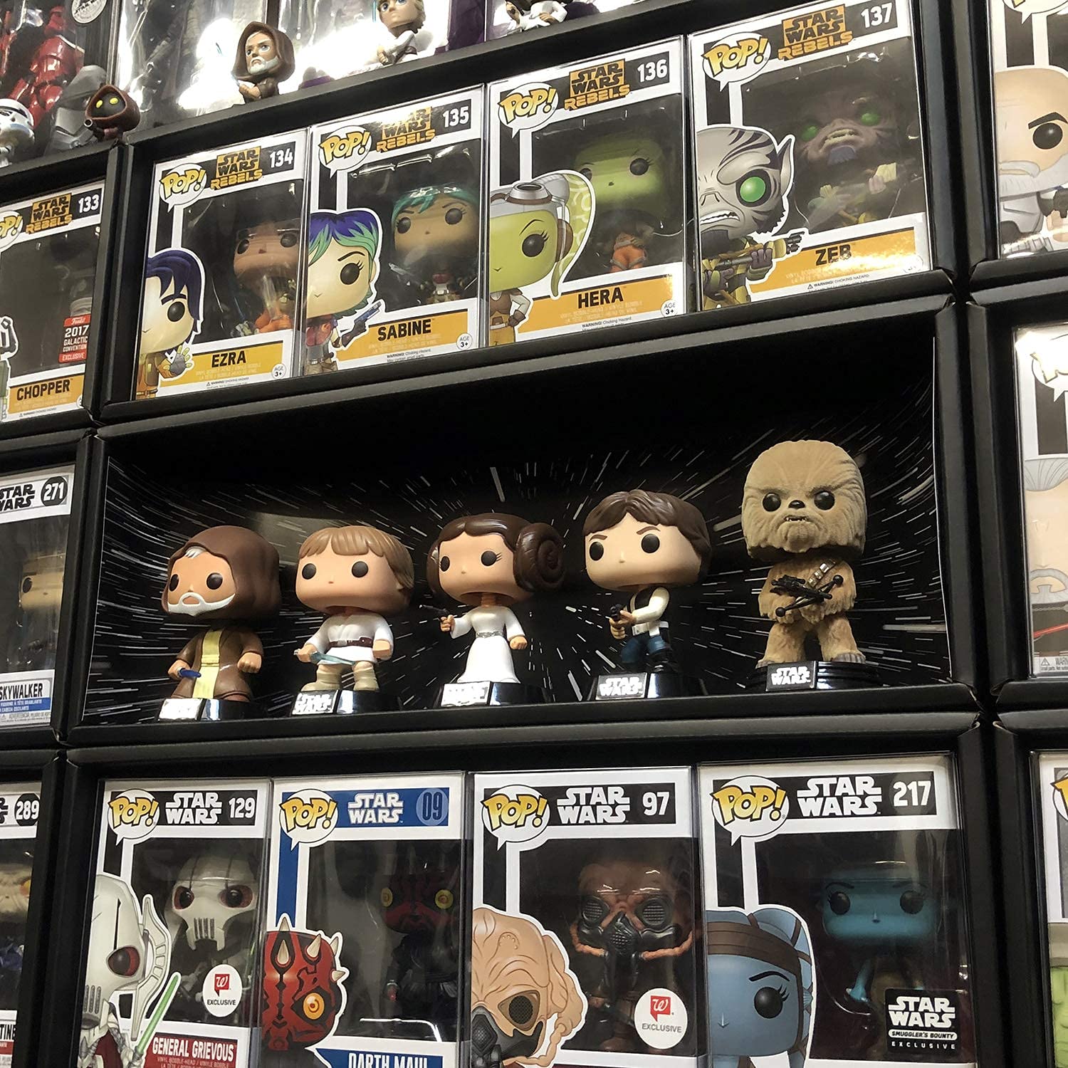 6 Single Row in Box Display Cases for 4 in. Funko Pop Collectible Toy Figures, Black Cardboard