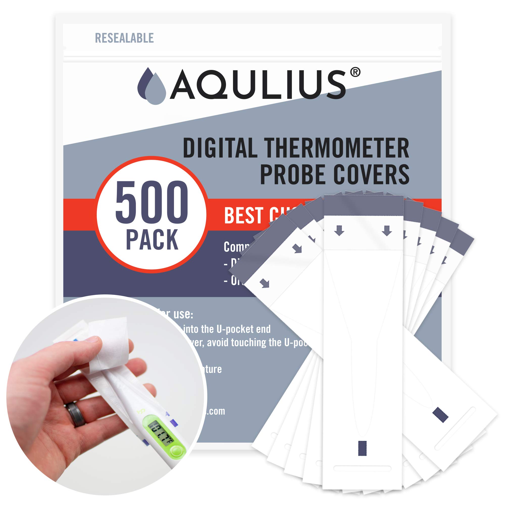 500 Pack Probe Covers for Oral & Digital Thermometer - Heavy Duty Disposable Sleeves for Safe & Sanitary Prevention of Cross-Contamination - Universal - Rectal Thermometer Covers
