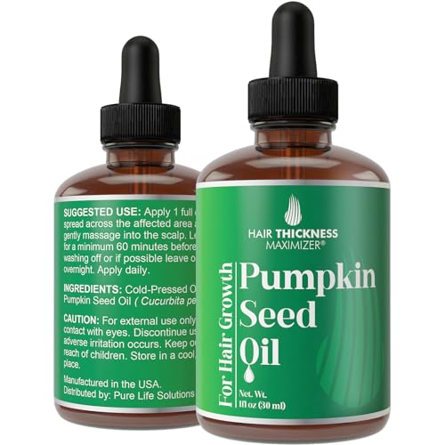 Pumpkin Seed Oil For Hair Growth. Cold-Pressed, Vegan Topical Serum For Thickening, Moisturizing, Strengthening. Women + Men Scalp Treatment For Weak, Dry Hair 1oz
