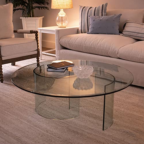 44" Round Clear Glass Table Top 1/2" Thick 1" Beveled Edge