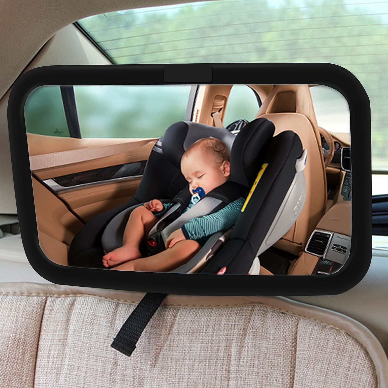Upgrade Baby Car Mirror Larger and Clearer Rear View for Car Back Seat to See Baby 100% Shatterproof