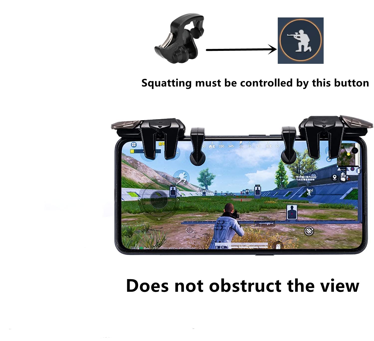 6 Trigger Mobile Game Controller for 6 Fingers Operation with Key Layout Diagram,Joystick Gamepad Compatible with PUBG/Fornite/Call of Duty/Rules of Survival/Knives Out