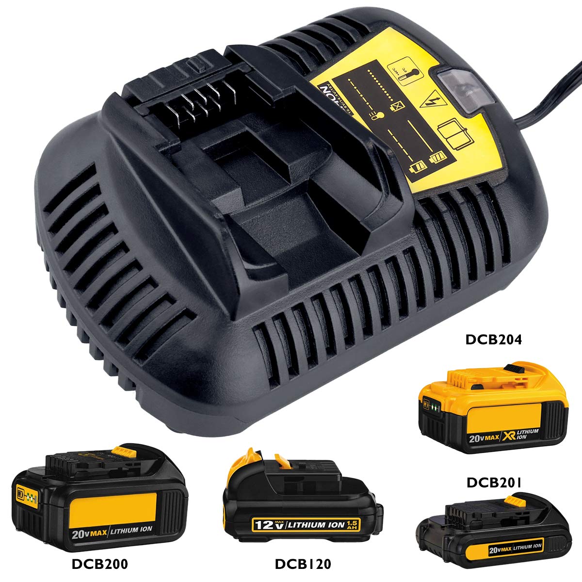 12/20-Volt DCB105 DCB112 Battery Charger for DeWalt 12V-20V MAX XR DCB107 DCB101 DCB200 DCB203 DCB204 DCB205
