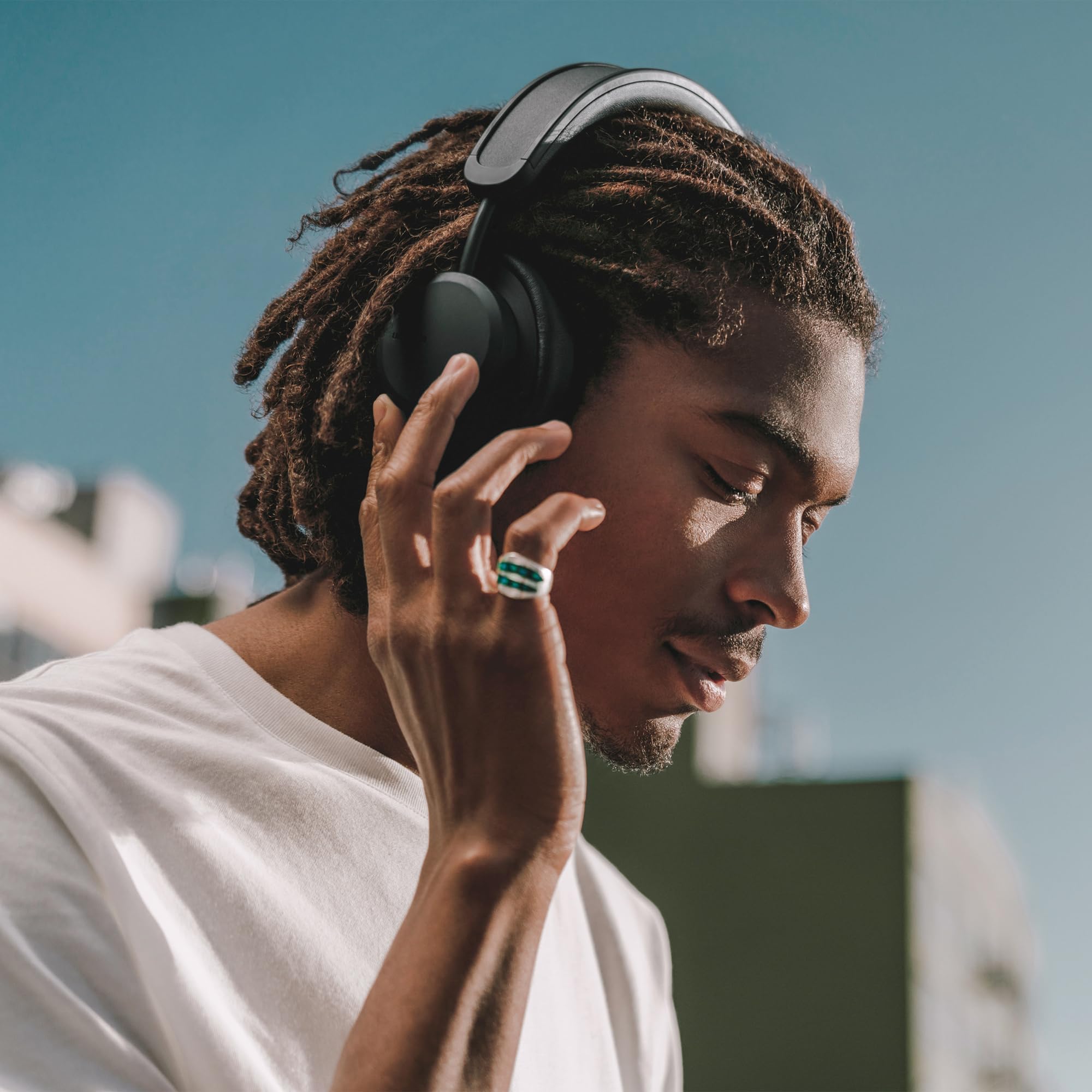 Urbanista Solar Powered Active Noise Cancelling Headphones with Infinite Playtime, Powerfoyle Self Charging Wireless Over Ear Bluetooth 5.0 Earphones, On Ear Detection, Los Angeles, Sand Gold