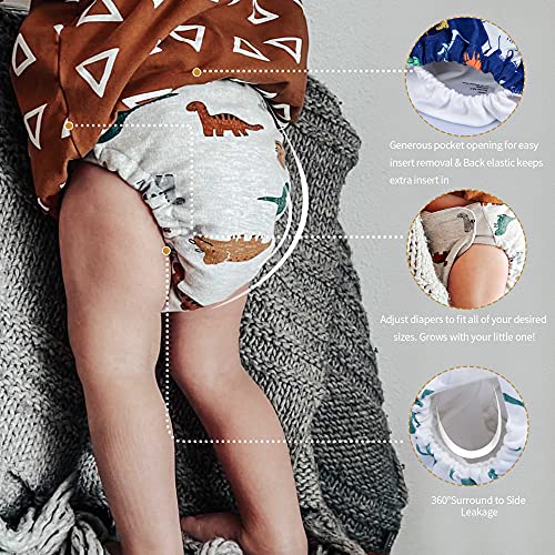 BIG ELEPHANT Baby Cloth Diaper Cover - 4 Pocket Diaper Case with 4 Color Changing Inserts Adjustable Reusable