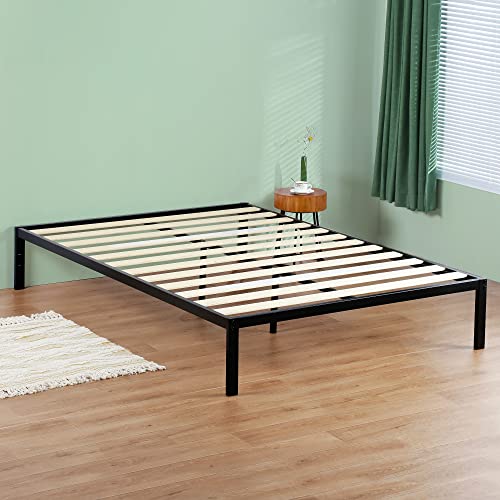 Olee Sleep 14 inch Modern Metal Platform Bed Frame / Mattress Foundation / Wood Slat Support / No Box Spring Needed, Full, Black