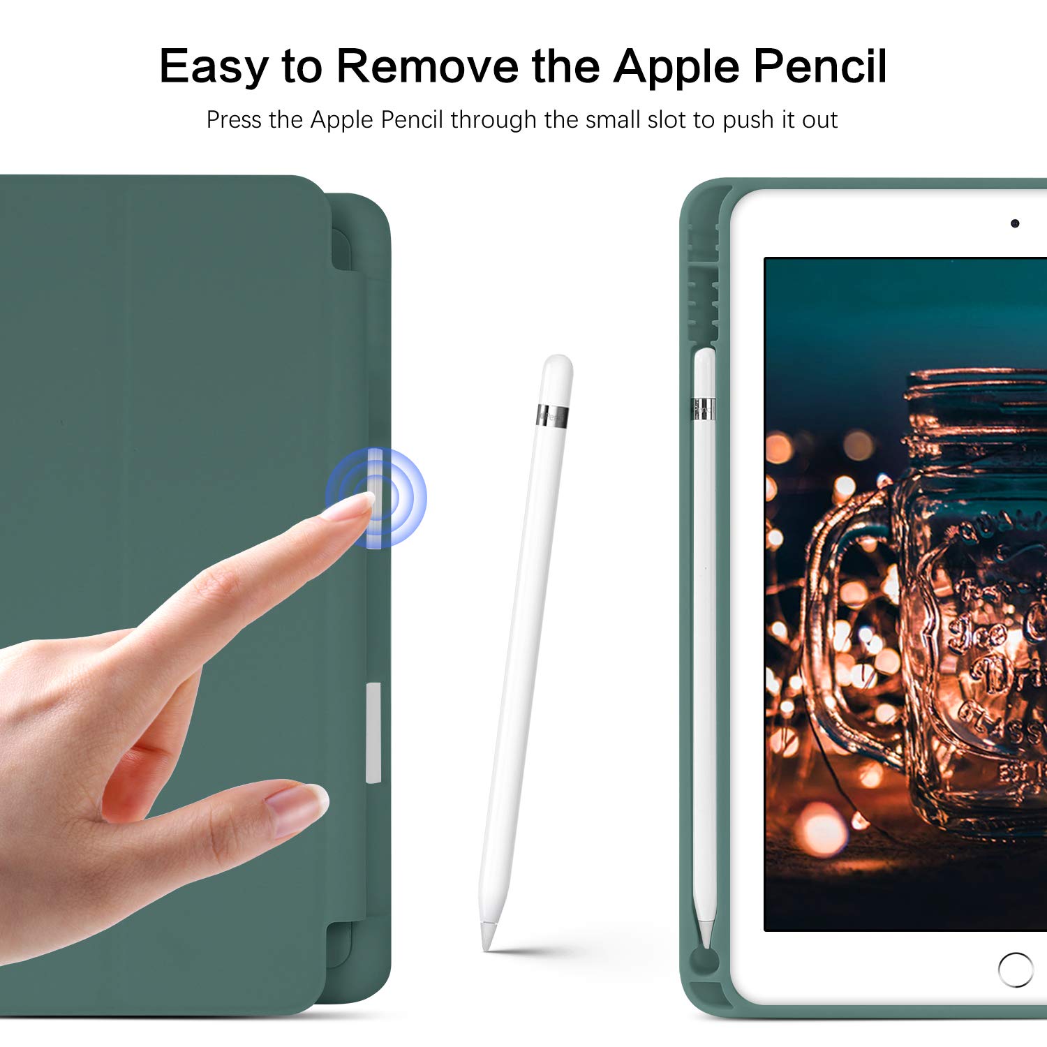 BENTOBEN Case for iPad Air 10.5" (3rd Gen) 2019 / iPad Pro 10.5" 2017 with Pencil Holder, Premium Protective Tablet Case Slim Soft TPU Back Smart Cover Auto Sleep/Wake for Apple iPad Air 3, Dark Green