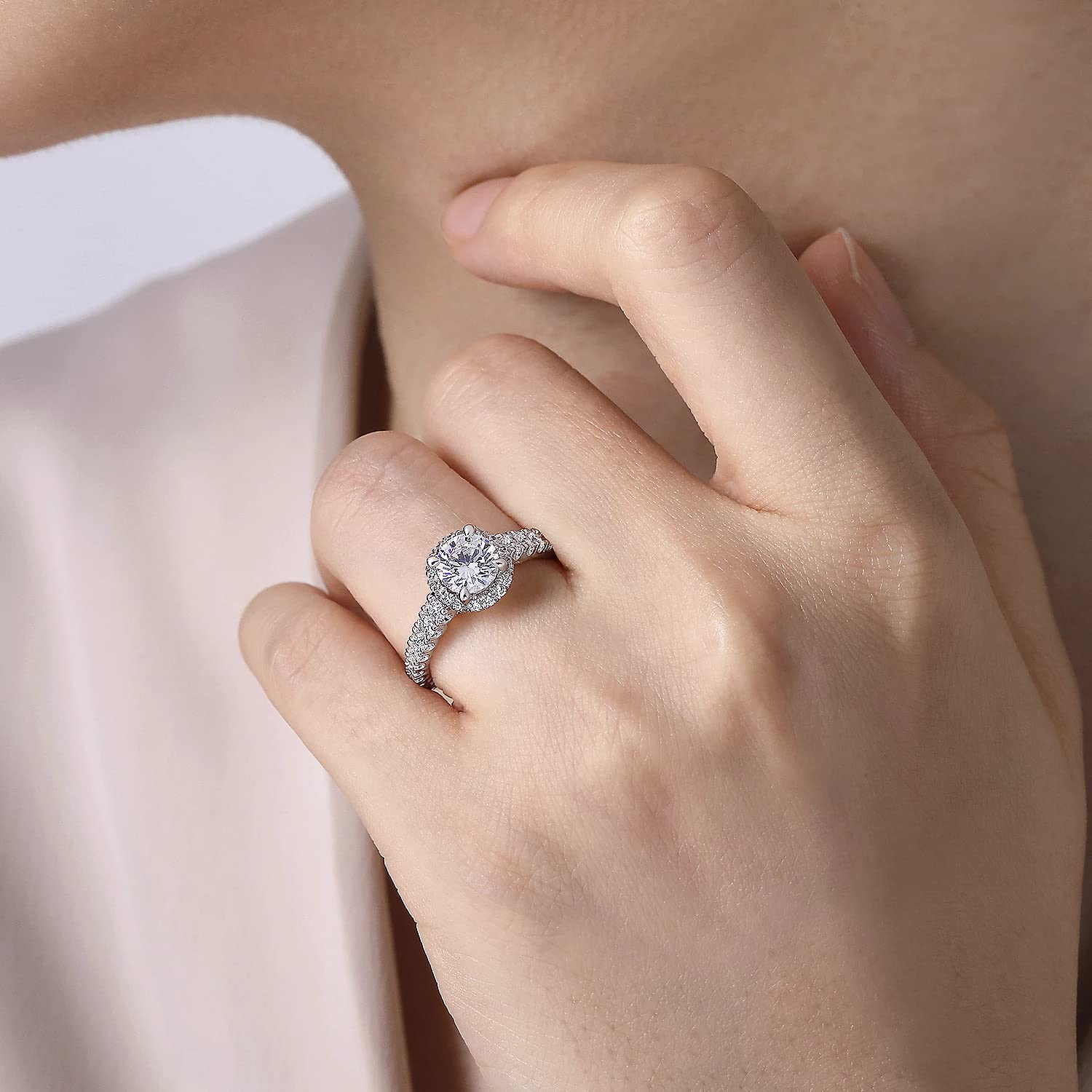 2 CT Round Cut Halo Engagement Ring For Women Moissanite Ring In White Gold & Sterling Silver Promise Ring Anniversary Ring Handmade jewelry (White Gold, 5)