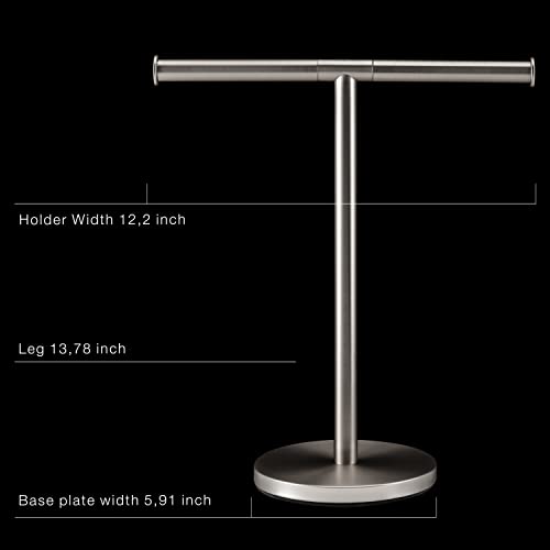 Debodda Modern Hand Towel Stand for Bathroom, Kitchen or Vanity, Height 13.78β, Free Standing Matte Satin Countertop Rack with Balanced Base, Perfect Hand Towel Holder, Dual Washcloth Display