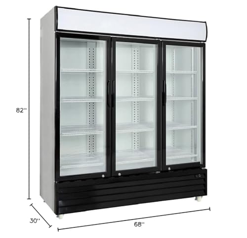 Procool Refrigeration Commercial 3-Door Merchandiser - High Efficiency Glass Front Display Cooler; 53 Cubic Ft., black, white, CST-1600-HE