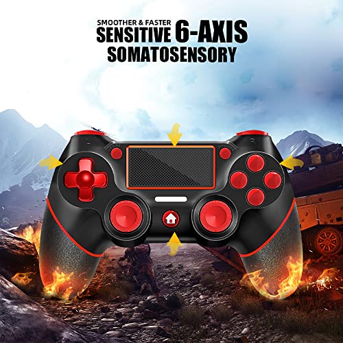 AceGamer Wireless Controller for PS4, Custom Design V2 Gamepad Joystick for PS4 with Non-Slip Grip of Both Sides and 3.5mm Audio Jack! (Black-Red)