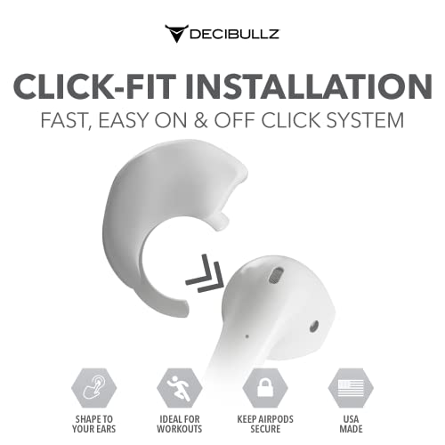 Decibullz Custom Moldable Covers and Ear Hooks, Universal Earbuds Accessory, Compatible with Apple AirPods(r) and EarPods