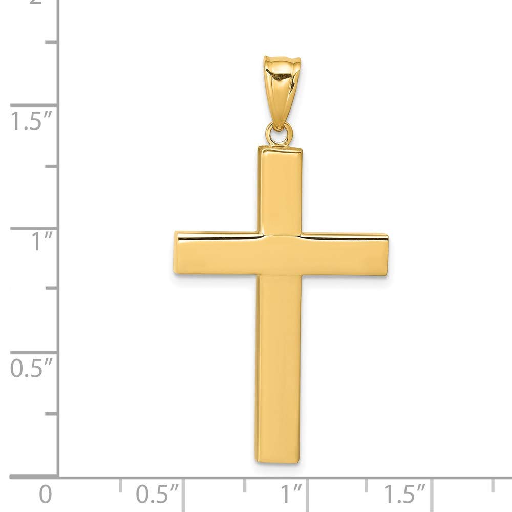 14K Yellow Gold High Polish Finish Hollow Cross Pendant