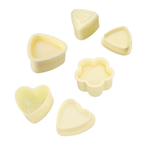 Triangle Sushi Mold,Heart-shaped Sushi Mold, Plum Blossom Sushi Mold Form Sushi Mold Onigiri Rice Mold DIY Tool, Yellow(6pcs)
