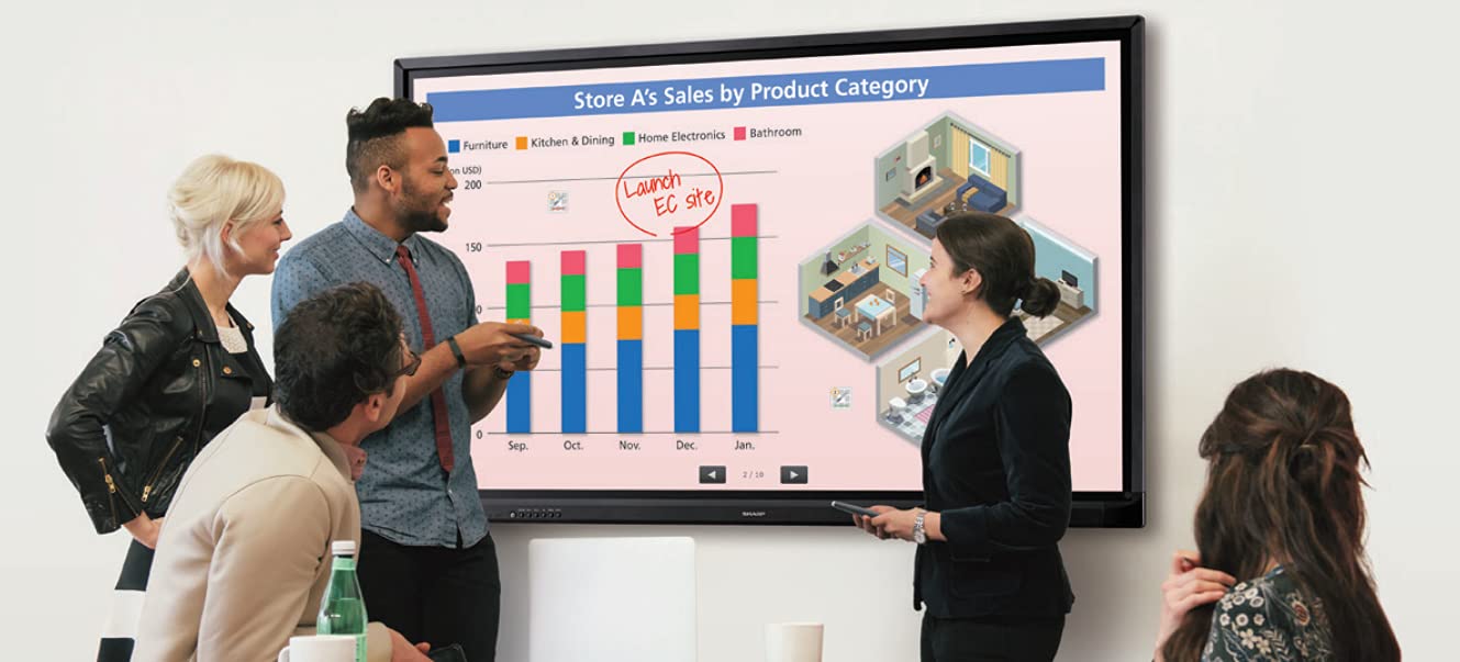 86" Class (85.6" viewable) - Aquos Board LED Display - Interactive - with Touchscreen - 4K UHD (2160p) 3840 x 2160 - HDR - Direct-lit LED