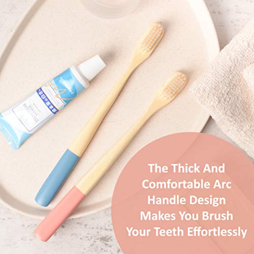 Bamboo Toothbrushes Pack of 4 | eco-Friendly & Biodegradable | Non-Plastic BPA Free Soft Natural Bristles For Gingivitis And Sensitive teeth | Recyclable Eco Toothbrush Men & Women | By laboos