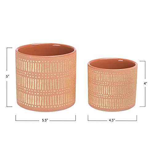 Main + Mesa Stoneware Pots with Gold Pattern, Set of 2