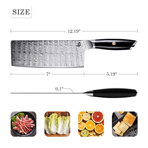 TUO Cleaver Knife 7 inch - Vegetable Meat Cleaver Knife for Home Kitchen High Carbon Stainless Steel with Gift Box