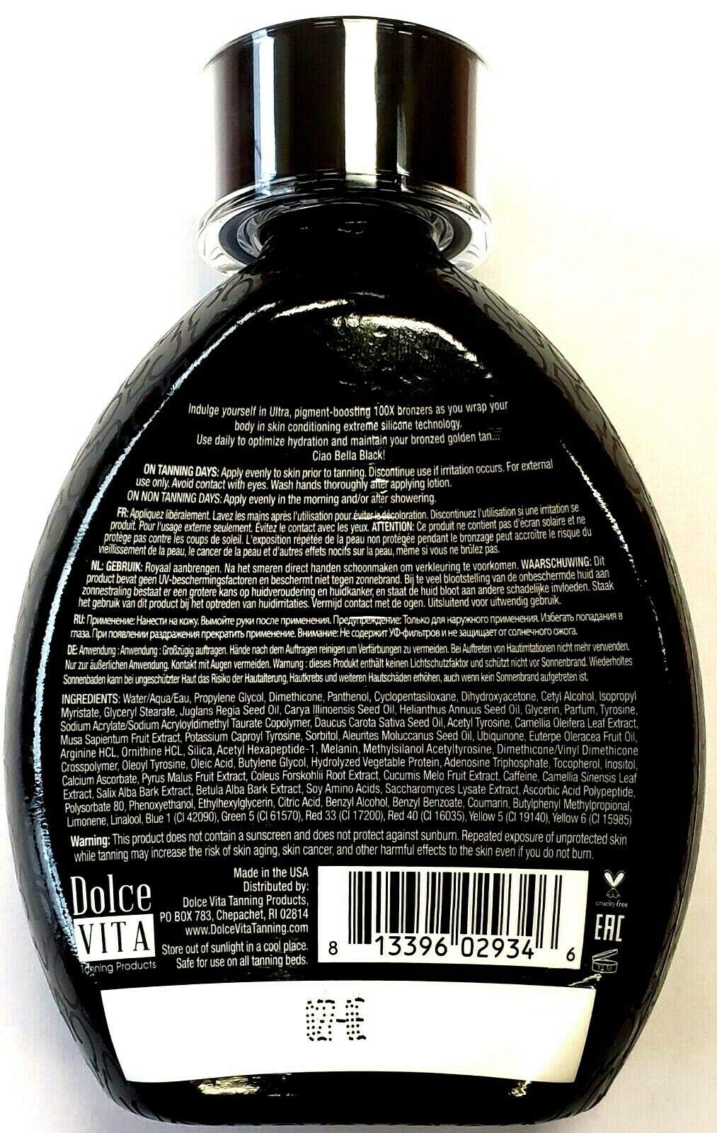 Bella Black 100X Bronzer Tanning Lotion – Premium Tanning Bed Lotion with Extreme Silicone Emulsion and Banana Fruit Extract – Instant Results – Dark Tanning Lotion for Indoor Tanning Beds - 13.5oz