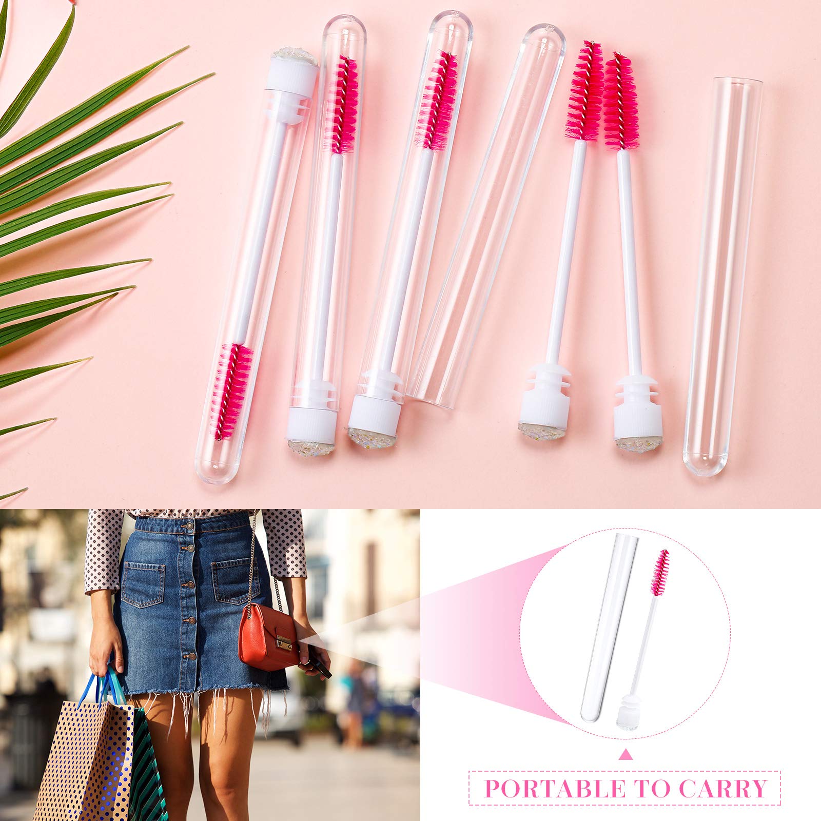 60 Pieces Mascara Wand Tube Set 30 Diamond Empty Eyelash Brush Tubes Spoolies 30 Mascara Wand Lash Extension Brushes Applicators Makeup Tools (110 mm, Iridescent)