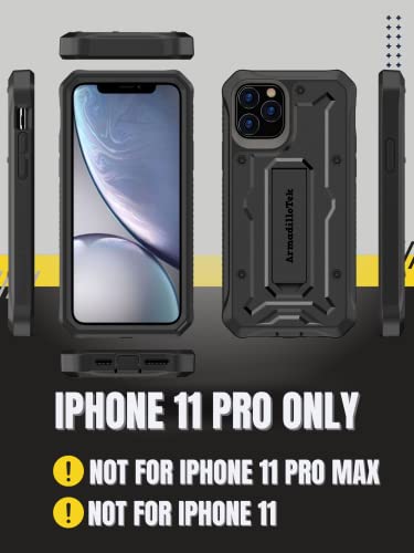 ArmadilloTek Vanguard Designed for iPhone 11 Pro Case (5.8 inches) Military Grade Full-Body Rugged with Built-in Screen Protector and Kickstand - Black