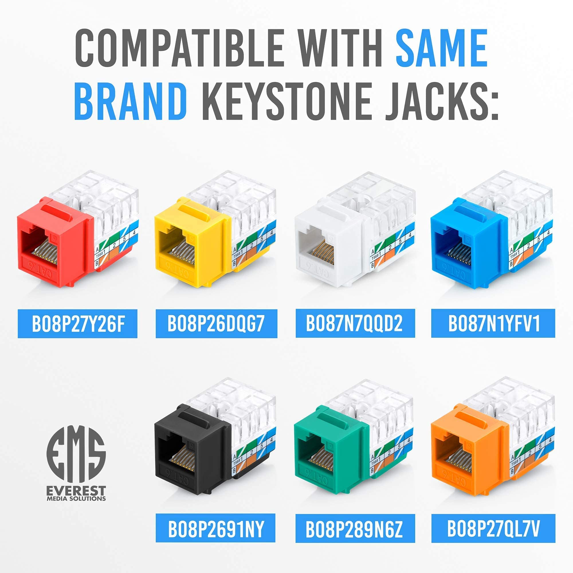 GTZ Bundle β 2 Items: Speed Termination Tool with 20 Pack of RJ45 Keystone Jacks + 200 Pack of Cat6 Pass Through Connectors