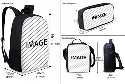 Allinterset Kids Backpack Football Print 3pcs Teen Boys School Book bag with Lunch Box Pen Case